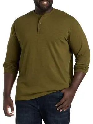 Lucky Brand Big & Tall Weekend Slub Henley Shirt - Olive
