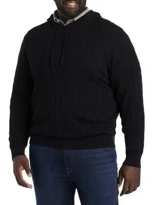 Brooks Brothers Brooks Brothers Big & Tall Cable Knit Hoodie Caviar
