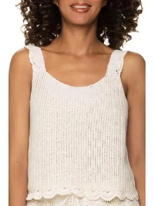 Helen Jon HELEN JON Scallop Crochet Tank Ivory