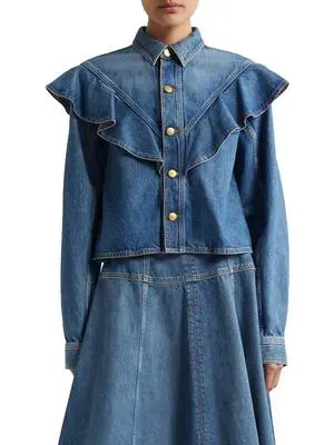 Ulla Johnson The Mathilde Denim Button-up Shirt - Danube