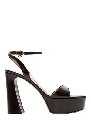 GIANVITO ROSSI Patent Leather Platform Sandals - Burgundy