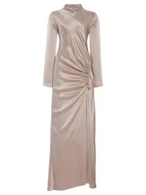Lapointe Gathered Satin Maxi Dress - Metallic