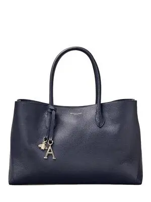 ASPINAL OF LONDON London Tote In Woven Leather With Charm Blue