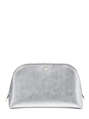 ASPINAL OF LONDON Classic Toiletry Bag In Soft Saffiano Silver