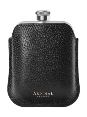 ASPINAL OF LONDON Hip Flask With Pouch - Black