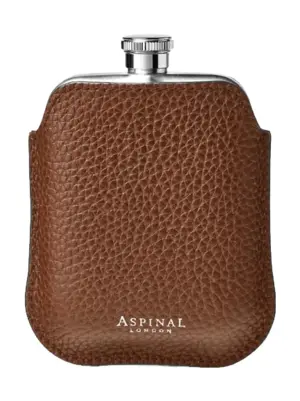 ASPINAL OF LONDON Hip Flask With Pouch - Brown