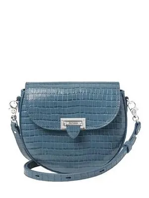 ASPINAL OF LONDON Portobello Crossbody Bag In Deep Shine Capri Small Croc - Blue