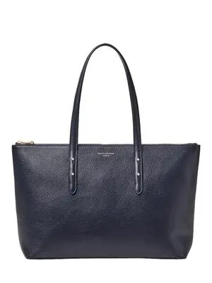ASPINAL OF LONDON Zipped Regent Tote In Pebble - Navy
