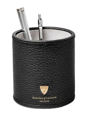 ASPINAL OF LONDON Round Pen Pot In Navy Pebble - Black