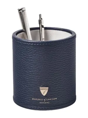 ASPINAL OF LONDON Round Pen Pot In Navy Pebble - Blue