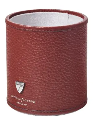 ASPINAL OF LONDON Round Pen Pot In Navy Pebble - Red