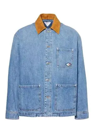Bottega Veneta Embroidered Denim Jacket - Mid Blue