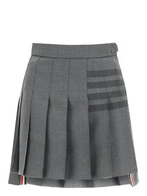 Thom Browne Thom Browne 4-Bar Pleated Mini Skirt Grey