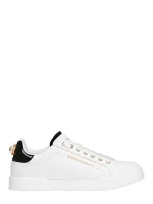 Dolce & Gabbana Calfskin Nappa Portofino Sneakers - White