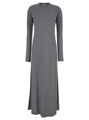 TOTEME Totême Tonal Stitch Crewneck Maxi Dress Grey