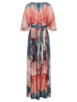 Alberta Ferretti Watercolour Silk Maxi Dress - Blue