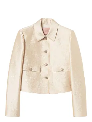 TWINSET Brocade Jacquard Cropped Jacket - Neutrals