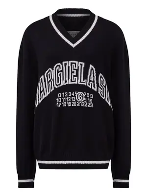 MAISON MARGIELA Logo-knit Jumper - Black