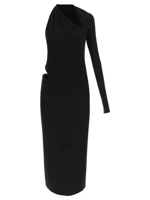 Versace Versace One-Shoulder Cut Out Midi Dress Black