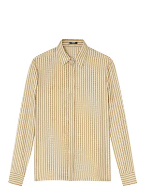 Versace Pinstripe Chain Silk Shirt - Neutrals