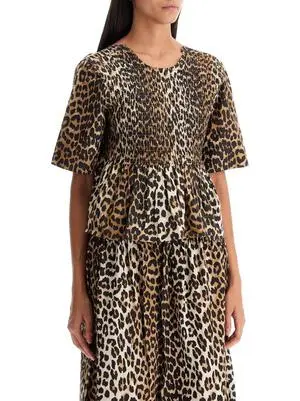 GANNI Ganni Leopard Printed Top Multi