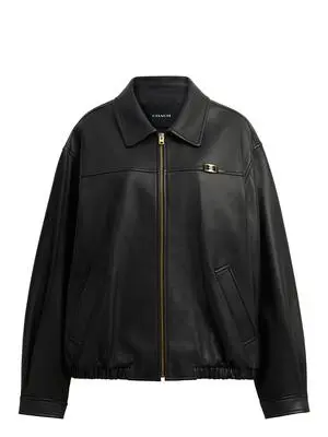 COACH Heritage C Plaque Leather Jacket - Black