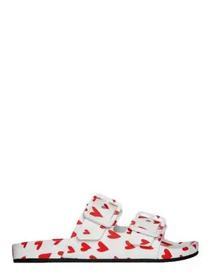 Balenciaga Logo Print Mallorca Flat Sandals - White/red