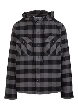 Off-White Arrows Check Hoodie Shirt - Grey Black