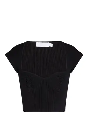 Simkhai Abia Cropped Ribbed-knit Top - Black
