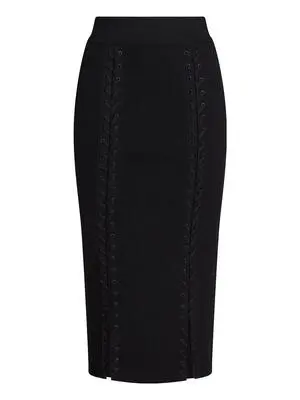 Simkhai Helix Lace-up Ribbed-knit Midi Skirt - Black
