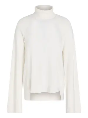 Simkhai Mateo Satin-paneled Knitted Turtleneck Sweater - Ivory