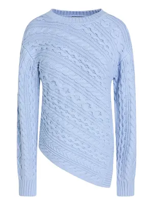 Simkhai Agathe Asymmetric Cable-knit Cotton-blend Sweater - Light Blue