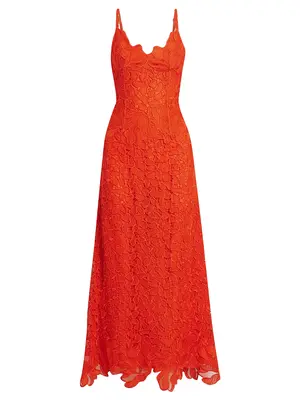 Simkhai SIMKHAI Phoenix Guipure Lace Maxi Dress Bright Orange