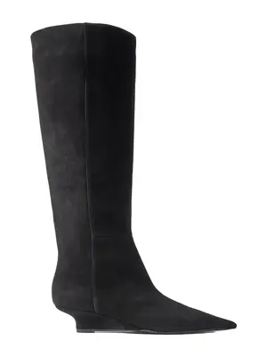 TOTEME Sharp Suede Knee Boots - Black
