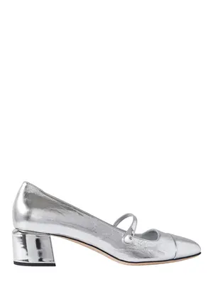 JIMMY CHOO Elisa 45 Embellished Metallic Leather Mary Jane Pumps - Silver