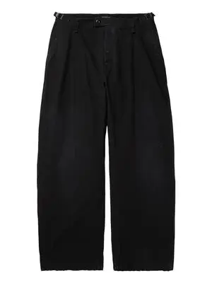 Balenciaga Wide-leg Distressed Cotton Cargo Trousers - Black