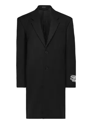Acne Studios Oversized Wool-twill Blazer With Logo Appliqu - Black
