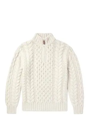 Loro Piana Valduggia Cable-knit Cashmere Half-zip Sweater - Neutrals
