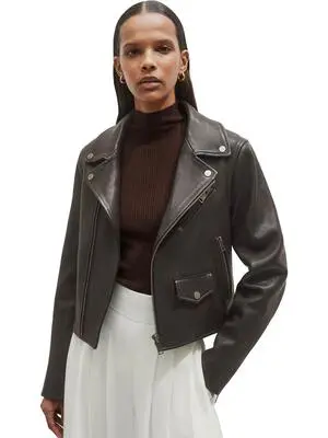 ME+EM Cropped Biker Jacket Black