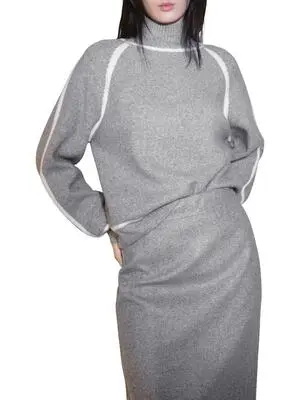 MANGO MANGO Contrast Detail Turtleneck Sweater