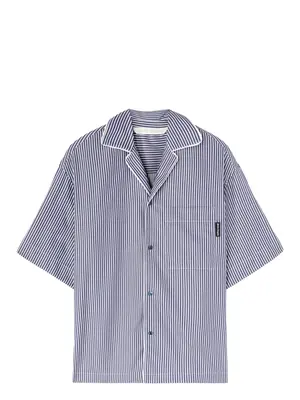 Palm Angels Logo-print Striped Shirt - Blue