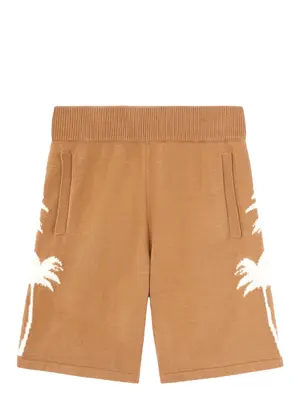 Palm Angels Palm Tree Knitted Shorts - Neutrals