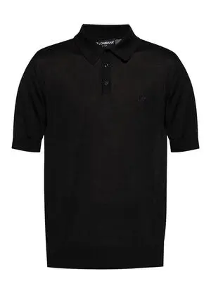 Dolce & Gabbana Embroidered-logo Polo Shirt - Black