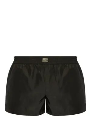 Dolce & Gabbana Logo-plaque Swim Shorts - Black