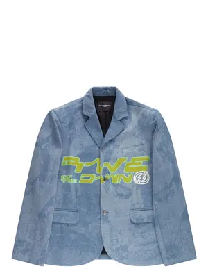CEEC Laser-cut Denim Blazer - Blue