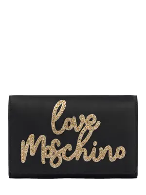 Moschino Rhinestone-logo Crossbody Bag - Black