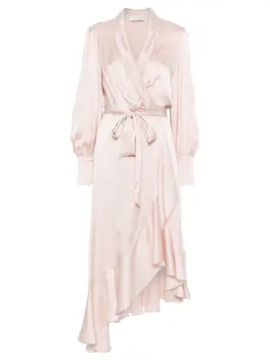Zimmermann Wrap Silk Midi Dress - Pink