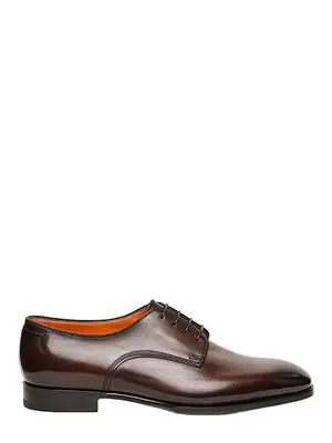 Santoni Adrian Plain Toe Dress Shoes - Dark Brown