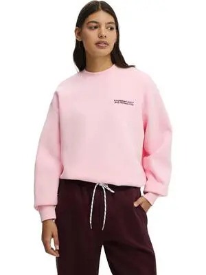 Cotton:on Active Plush Graphic Crew Sweatshirt - Cherry Dream Bw Club