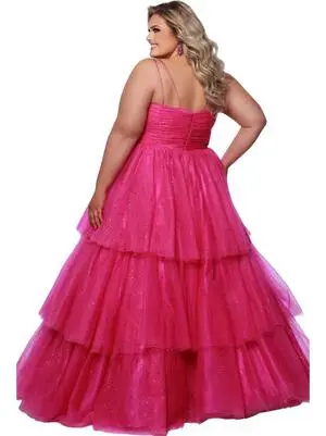 SYDNEY'S CLOSET Sydney's Closet Tiered Ball Gown Pink